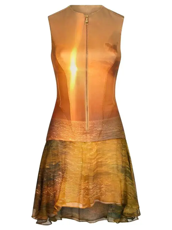 Roberto Cavalli Abstract-print Mini Dress - Orange