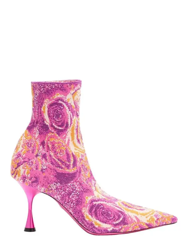 Roberto Cavalli Floral Ankle Boots - Pink