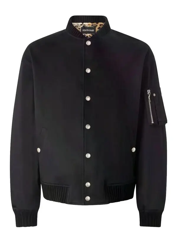 Roberto Cavalli Padded Bomber Jacket - Black