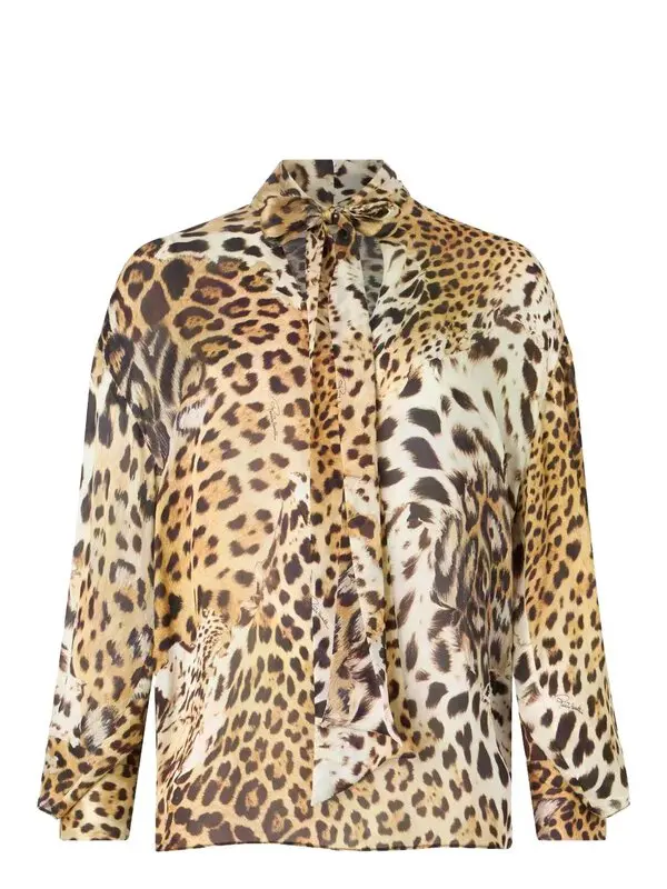 Roberto Cavalli Jaguar-print Blouse - Neutrals