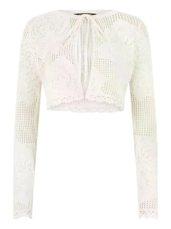 Roberto Cavalli Cropped Knitted Cardigan - White