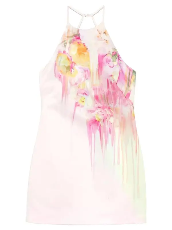 Blumarine Flora-print Mini Dress - Pink