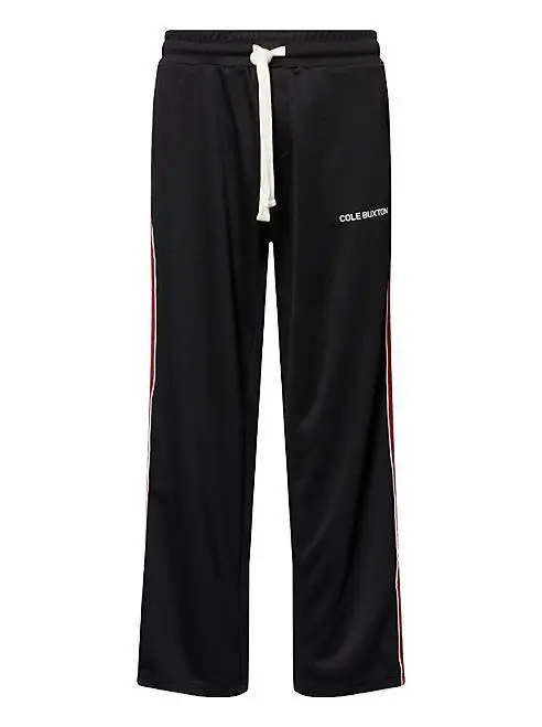 COLE BUXTON Logo-print Contrast-stripe Woven Track Jogging Bottoms - Black/red