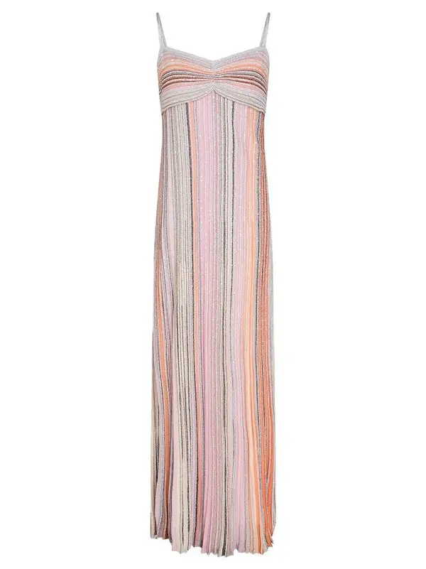 Missoni Sequin-embellished Striped Ribbed-knit Maxi Dress - Baby Pink
