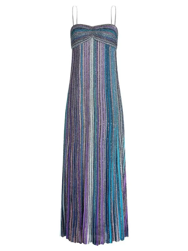 Missoni Sequin-embellished Striped Ribbed-knit Maxi Dress - Violet