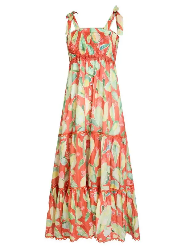 Charo Ruiz Ibiza Virgo Tiered Printed Cotton-blend Voile Midi Dress - Orange