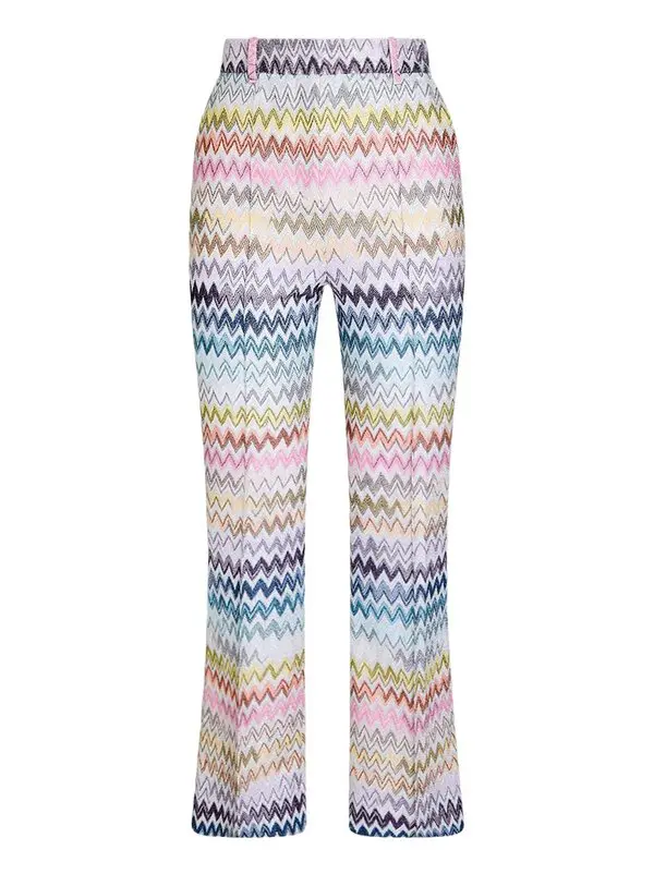 Missoni Metallic Crochet-knit Flared Pants - Light Gray