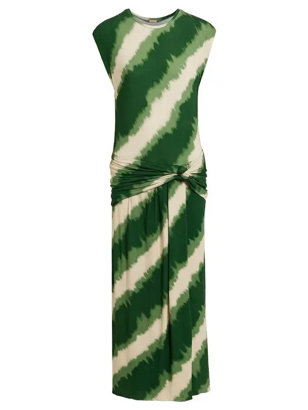 Johanna Ortiz Knotted Printed Maxi Dress - Forest Green