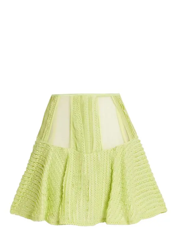 Charo Ruiz Ibiza Hamaty Tulle-trimmed Lace Mini Skirt - Lime Green
