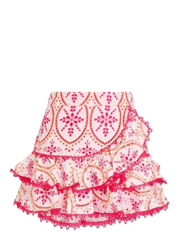 Charo Ruiz Ibiza Lynx Broderie Anglaise Mini Skirt - Fuchsia