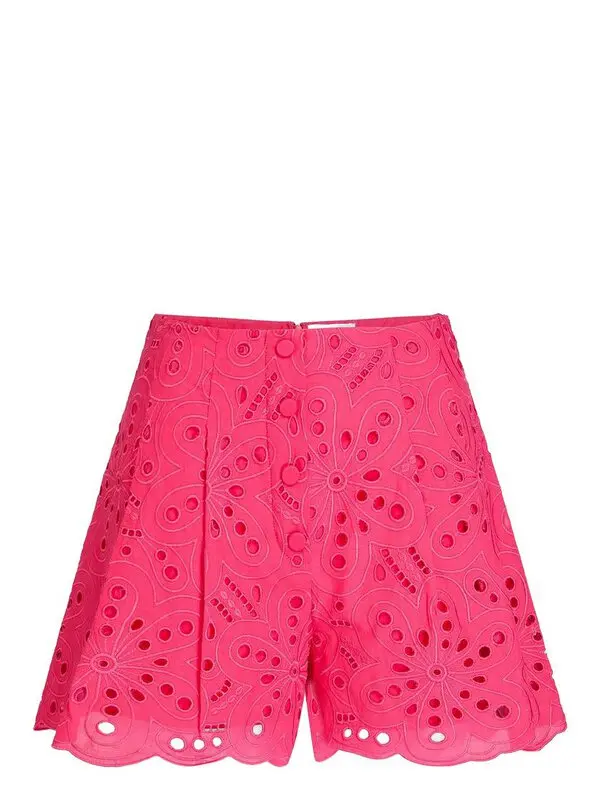 Charo Ruiz Ibiza Gabrielle Broderie Anglaise Cotton-blend Shorts - Fuchsia