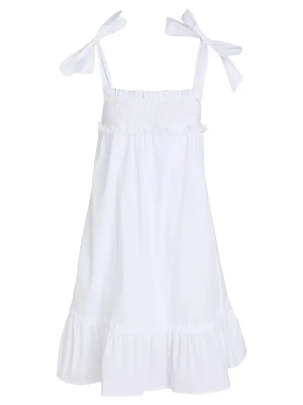 Loretta Caponi Armida Cotton-poplin Dress - White