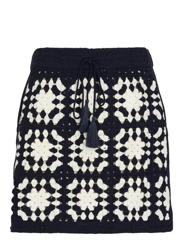 FRAME Crocheted Cotton-blend Mini Skirt - Midnight Blue