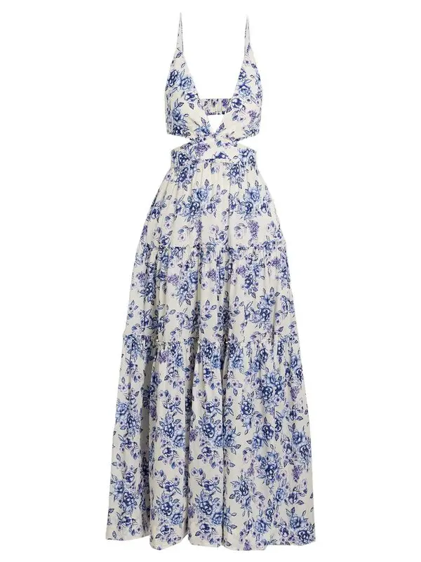Bec & Bridge Carla Cutout Floral-print Maxi Dress - Indigo