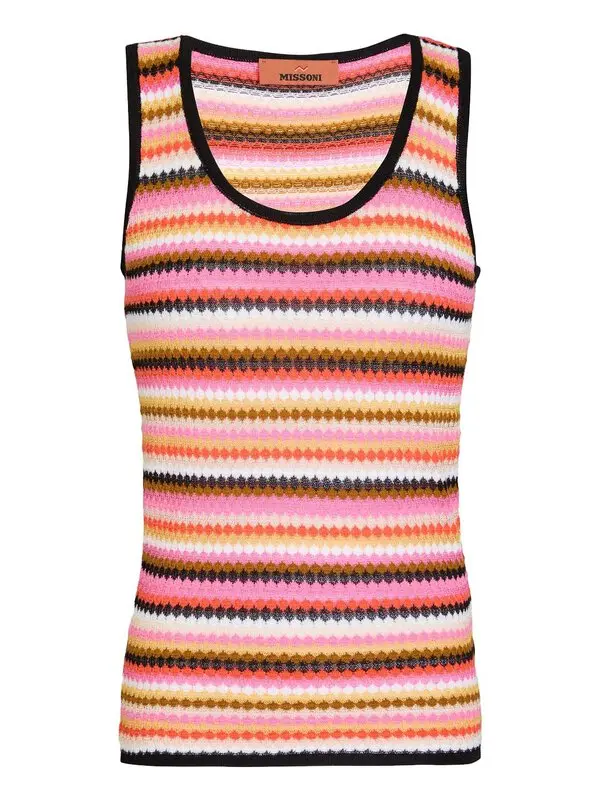 Missoni Striped Crochet-knit Tank - Pink
