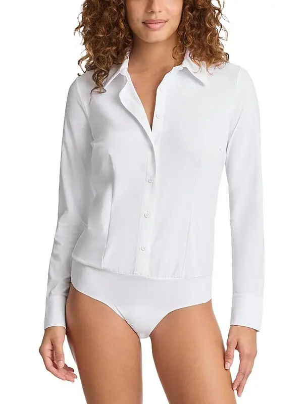 Commando Classic Button Down Bodysuit - White