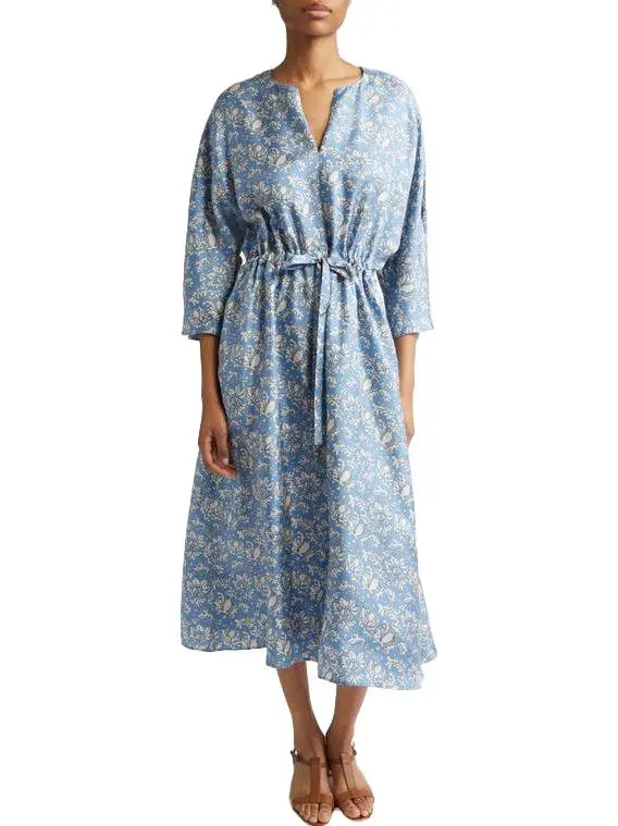 Max Mara Vanessa Floral-print Silk Twill Midi Dress - Light Blue