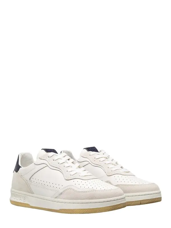 Clae Haywood Leather Low Top Sneakers - White Navy Light Natural Gum