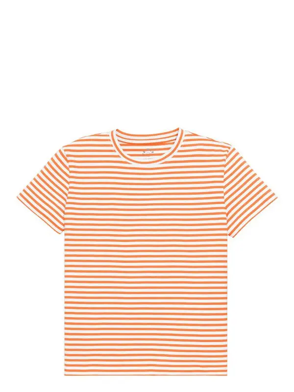 PRIMARY Adult Easy Crewneck Stripe Tee - Cantaloupe White Stripes
