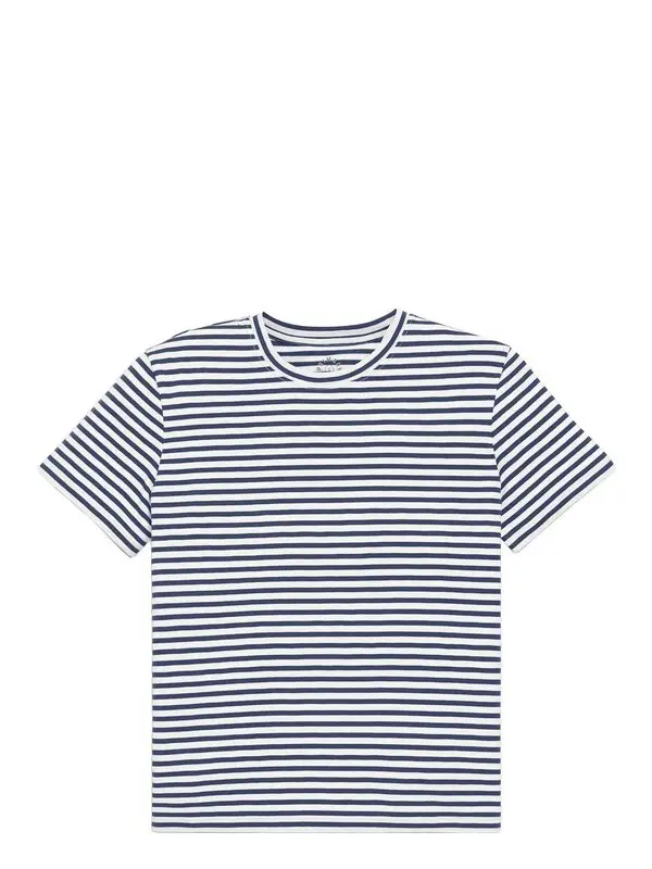 PRIMARY Adult Easy Crewneck Stripe Tee - Sunwashed Navy White Stripes