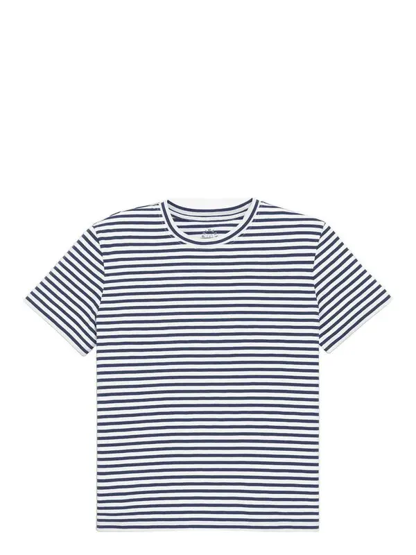 PRIMARY Adult Easy Crewneck Stripe Tee - Sunwashed Navy White Stripes