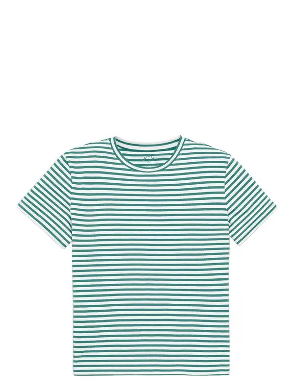 PRIMARY Adult Easy Crewneck Stripe Tee - Sunwashed Teal White Stripe