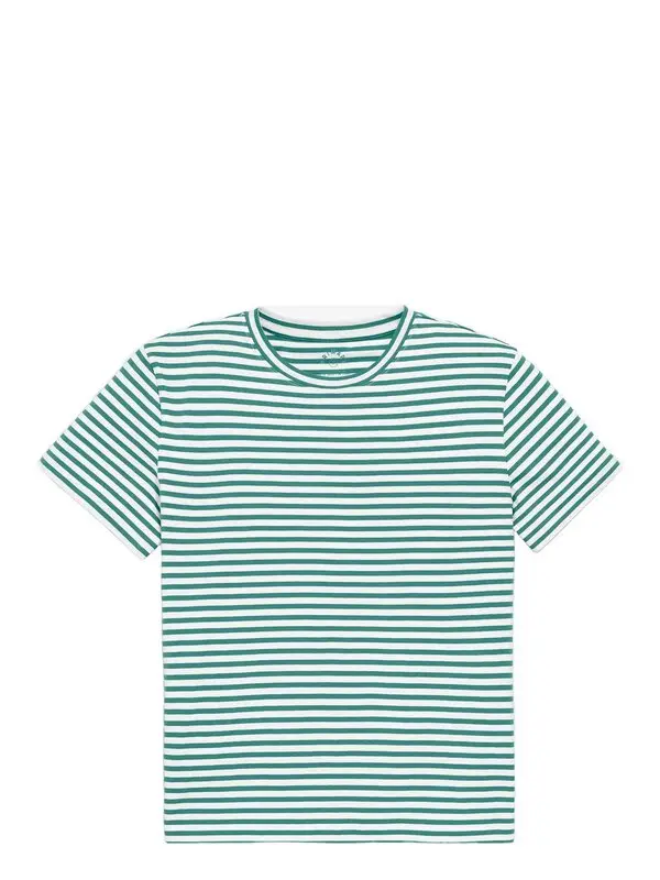 PRIMARY Striped Crewneck T-shirt - Sunwashed Teal White Stripe