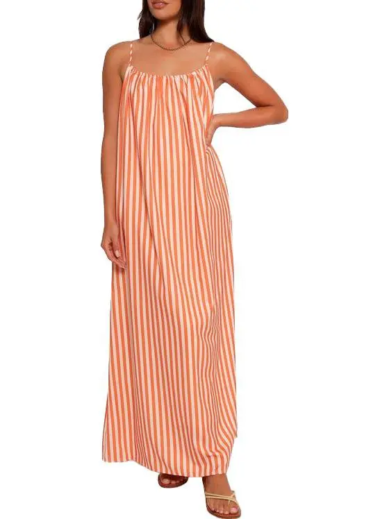 PETAL & PUP Lumina Stripe Maxi Dress - Orange Pink Stripe