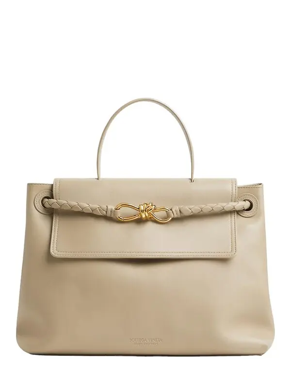 Bottega Veneta Ciao Knot Detail Top Handle Bag - 9614 Ecru-muse Brass