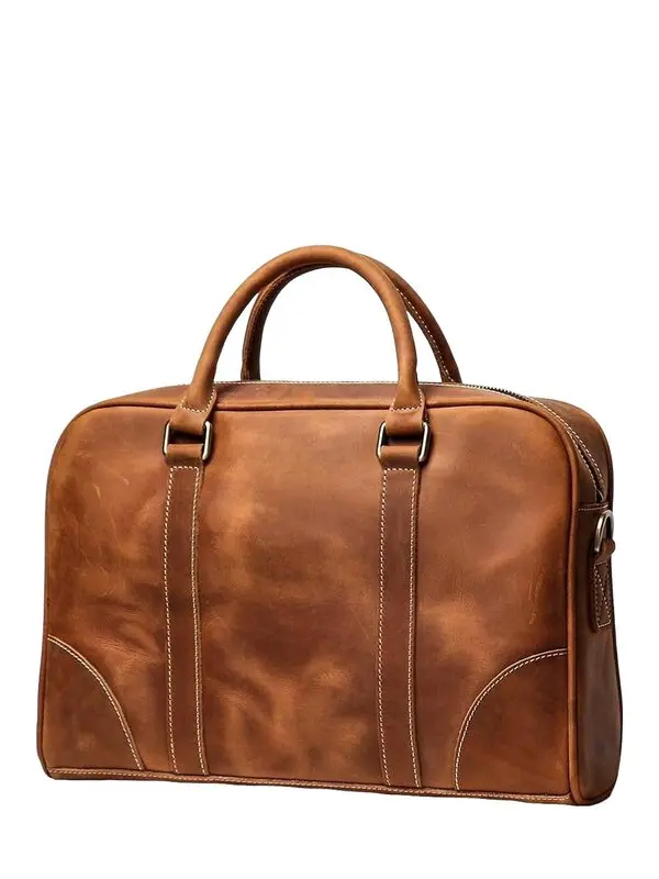 STEEL HORSE LEATHER Bjorn Leather Laptop Bag - Brown