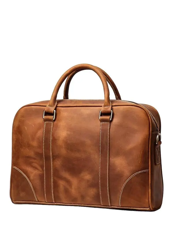 STEEL HORSE LEATHER Bjorn Leather Laptop Bag - Brown