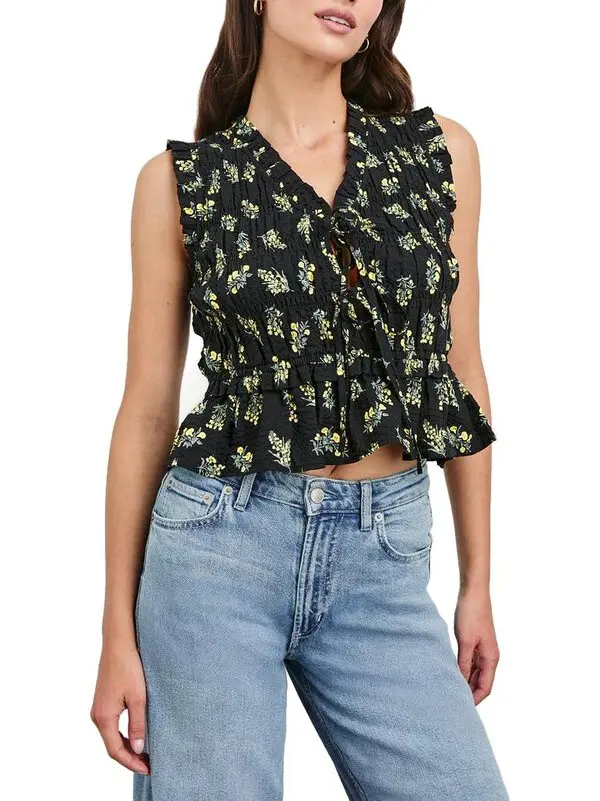 Rails Martine Floral Crop Top - Dark Amaryllis