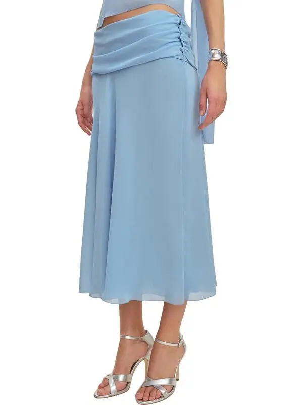 REFORMATION X Devon Lee Carlson Olivia Low Waist Midi Skirt - Ice Water