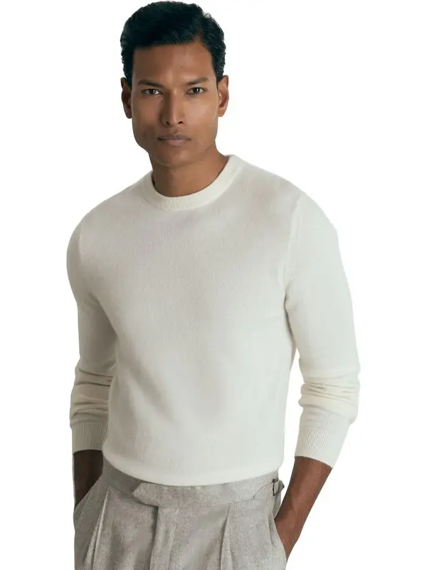 REISS Monarch Atelier Cashmere Crew-neck Jumper - White