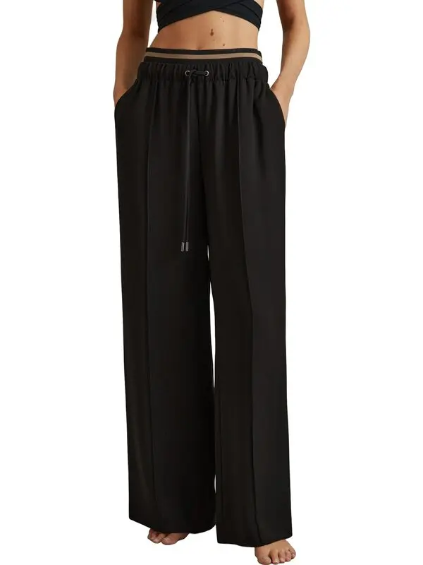 REISS Fleur Wide Leg Trousers - Black