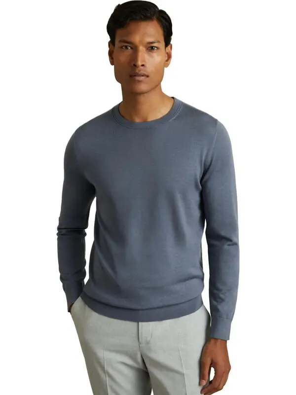 REISS Wessex Airforce Wool Crew Neck Jumper - Blue