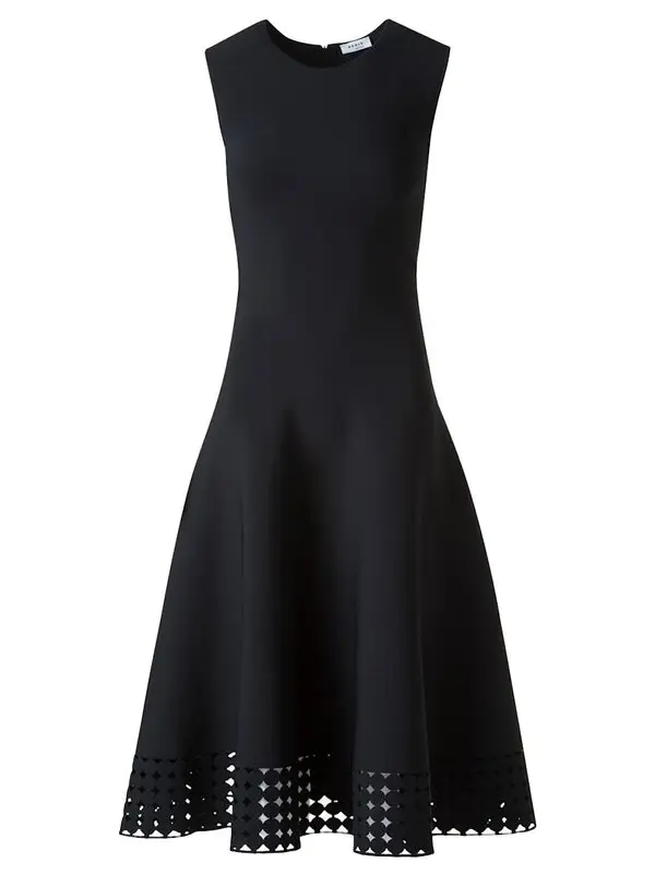 Akris Dot Lace-hem Sleeveless Midi Dress - Black