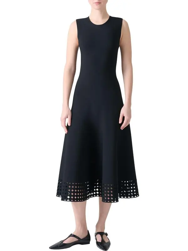 Akris Dot Lace-hem Sleeveless Midi Dress - Blackberry
