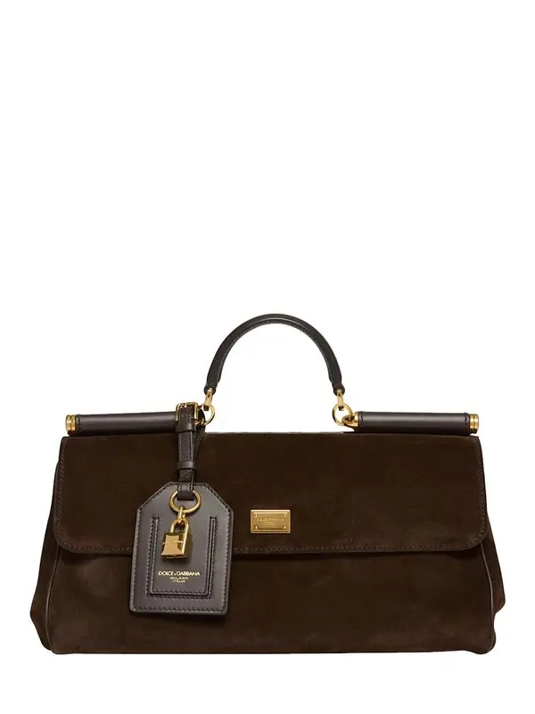 Dolce & Gabbana My Sicily Suede And Leather Top-handle Bag - Brown