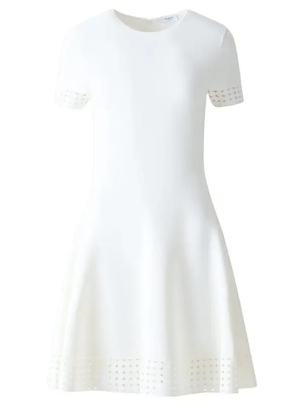 Akris Dot Lace Knit A-line Dress - Cream