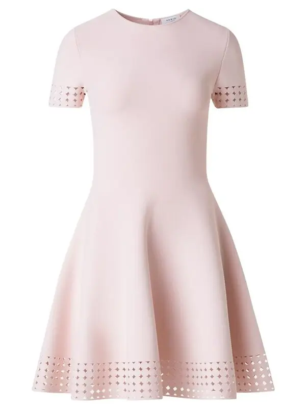Akris Dot Lace Knit A-line Dress - Pale Pink