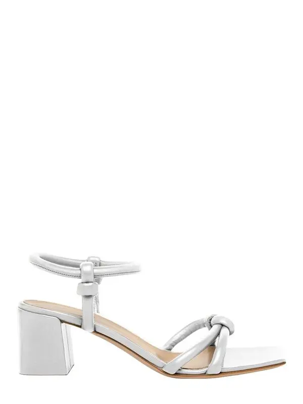 GIANVITO ROSSI Leather Knot Sandals - Silver