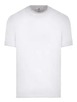 Brunello Cucinelli Cotton Jersey T-shirt With Layered Edges - Optical White+pearl