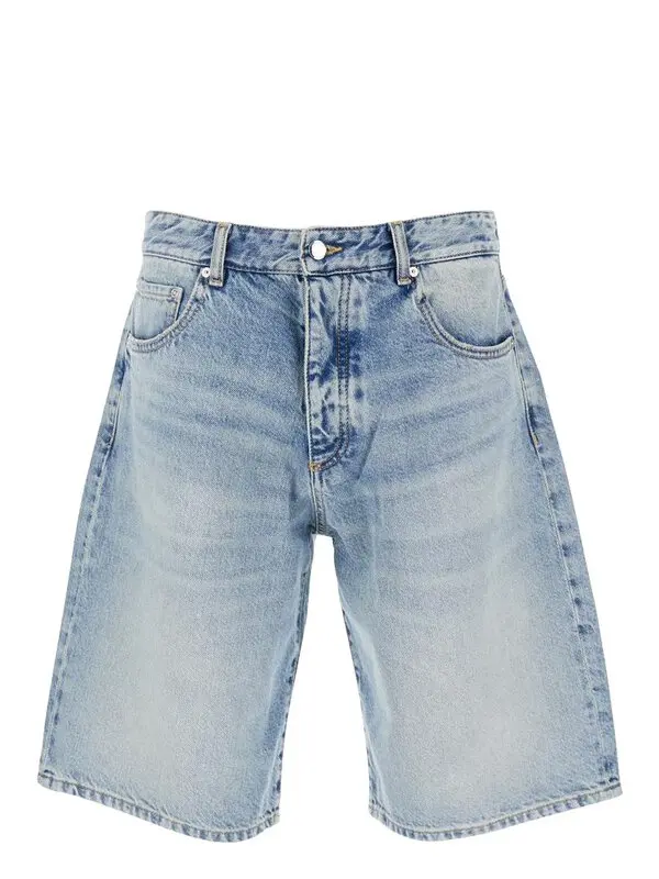 ICON DENIM LA Light Wash Five-pocket Denim Bermuda Shorts - Blue