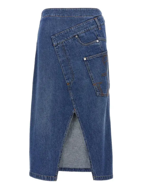JW Anderson Jw Anchor Twisted Midi Skirt - Blue