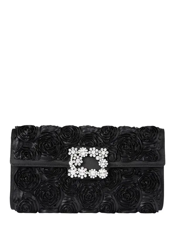 ROGER VIVIER Satin Efflorescence Clutch - Black
