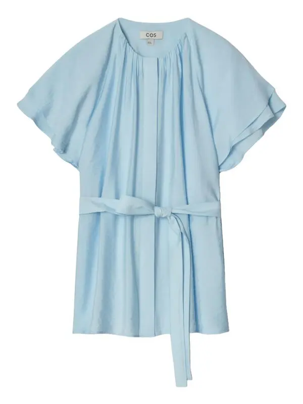 Cos Layered Belted Blouse - Blue