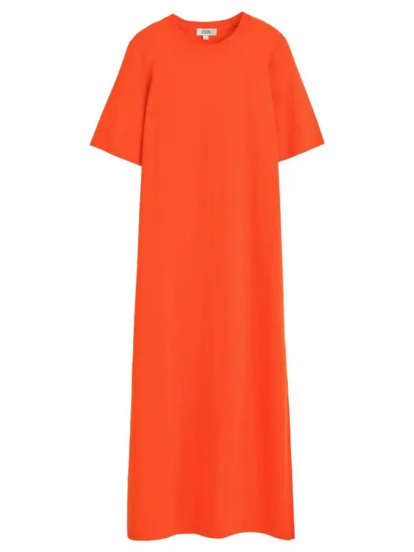 Cos Cotton Midi T-shirt Dress - Orange