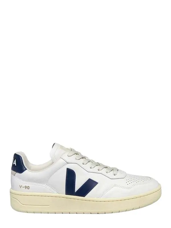 VEJA V-90 O. T. Leather Sneakers - Extra White/nautico