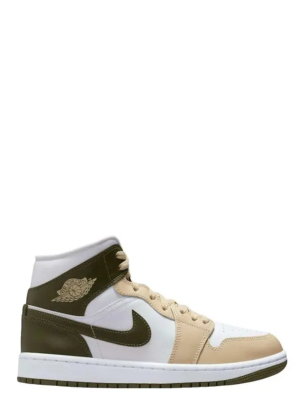 JORDAN 1 Mid High-top Sneakers - Tan/olive/white